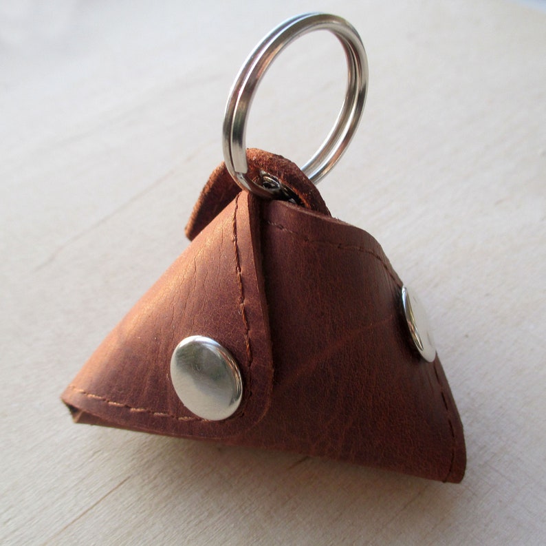 Leather Key Chain Triangle Small Coin Purse Key Holder Pyramid - Etsy