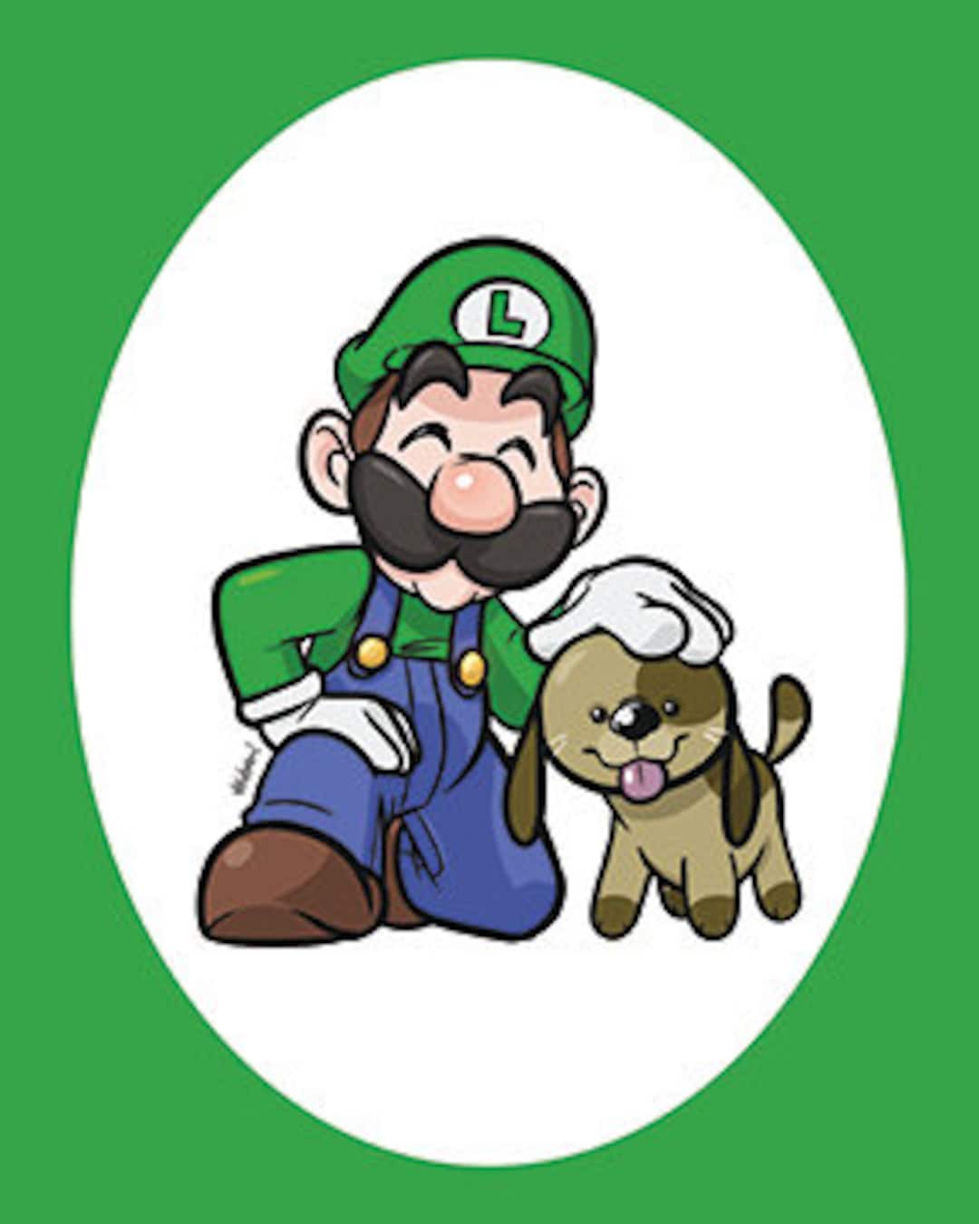 Luigi & His Puppy (original Super Mario Art) 8x10" Print, Wall Art ...