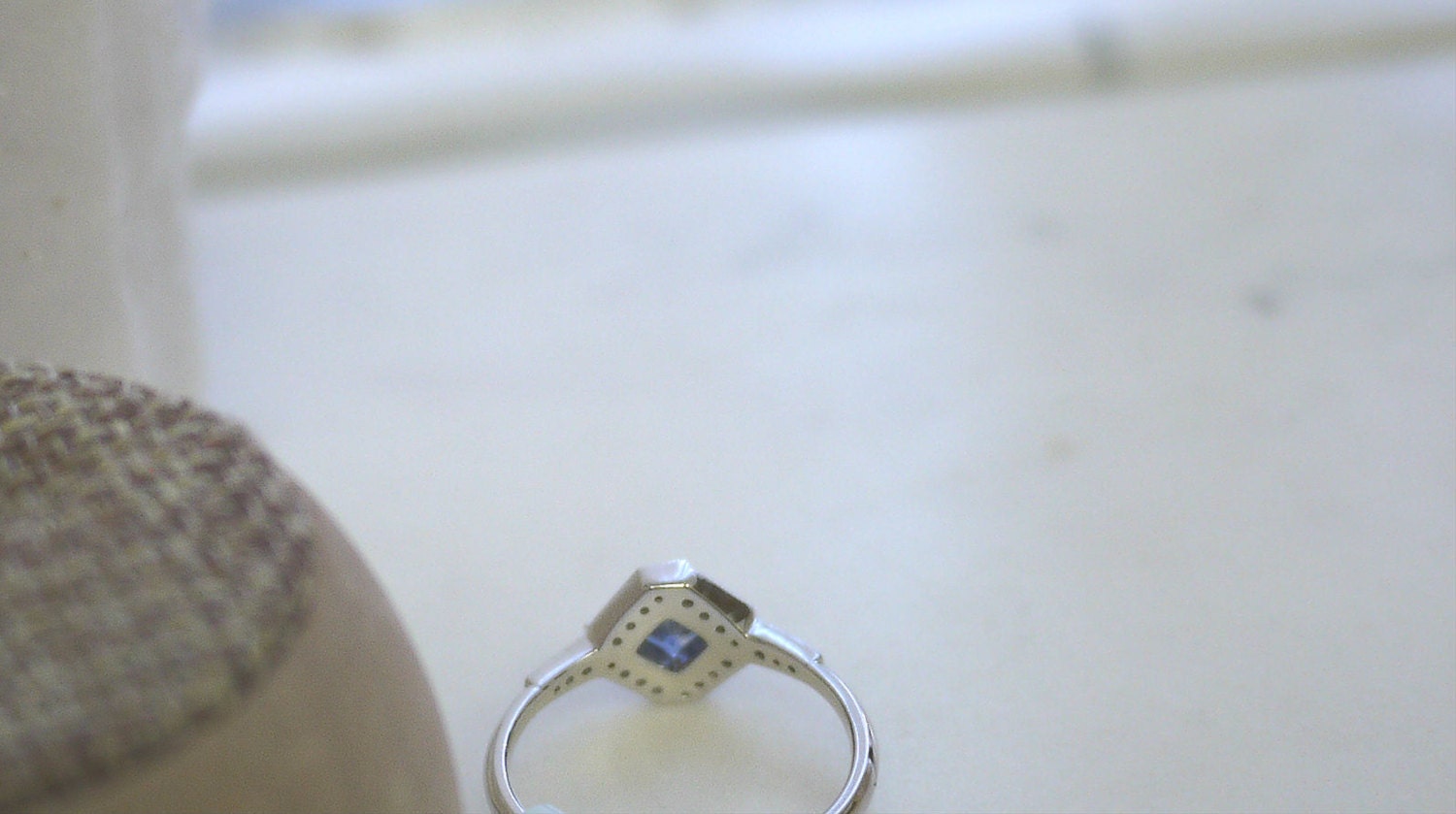 18K Solid Gold Side-way Cushion Cut Sapphire and Diamond Art - Etsy