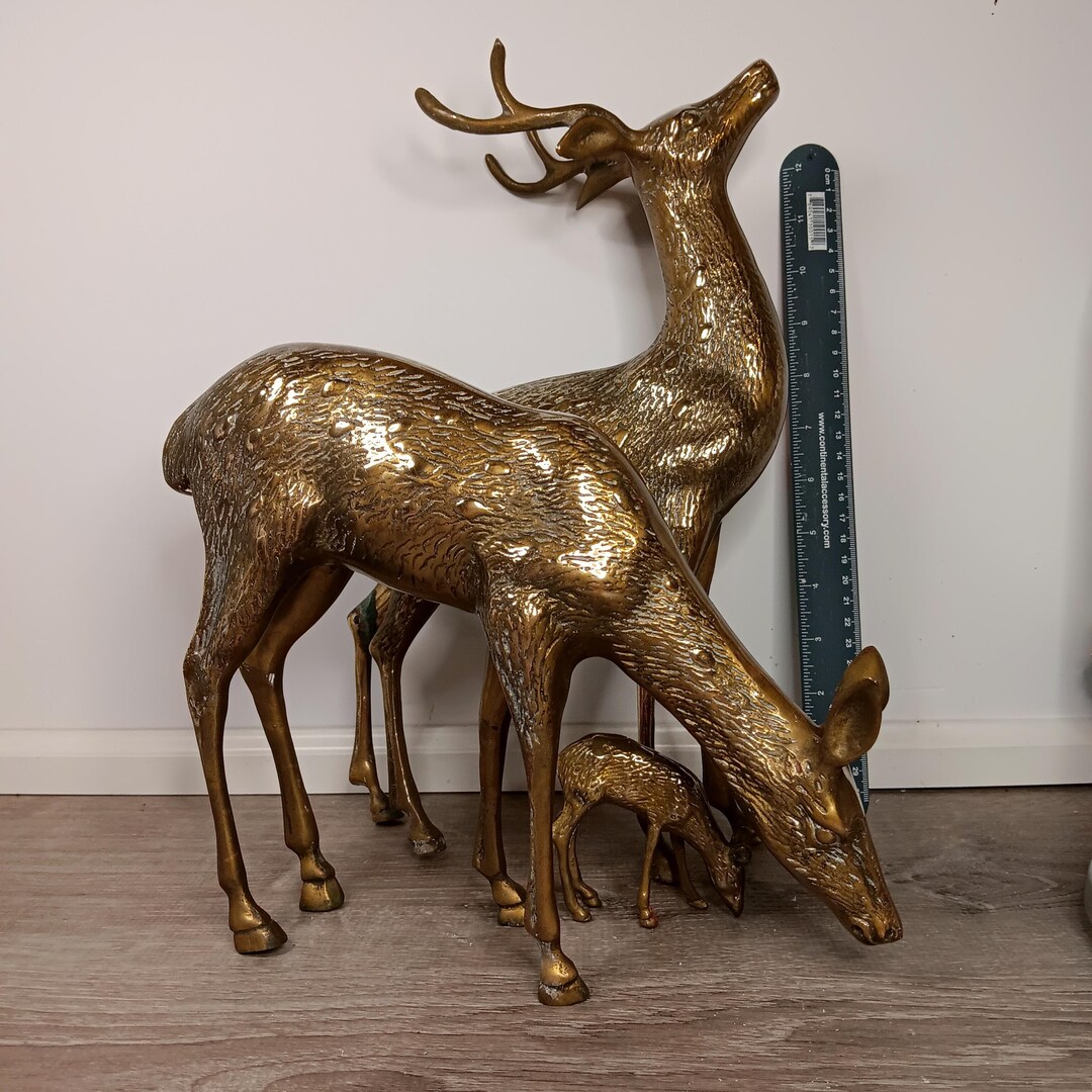 Vintage Solid Brass Buck Deer Doe Family Andrea by Sadek Christmas ...