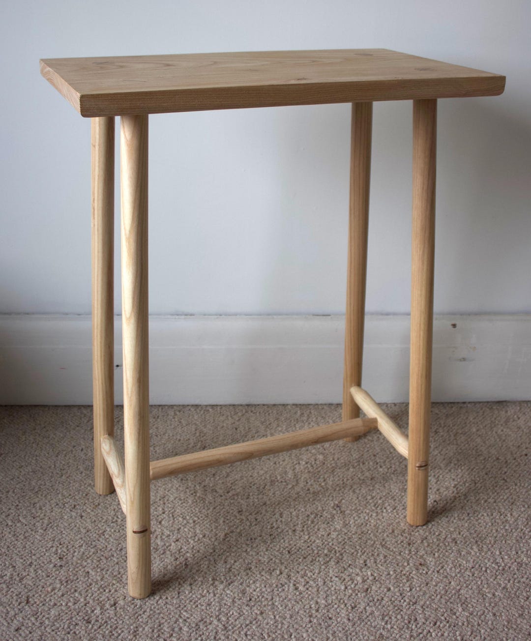 Handmade Ash Table With Braced Turned Legs: Cottage Style Plant Stand ...