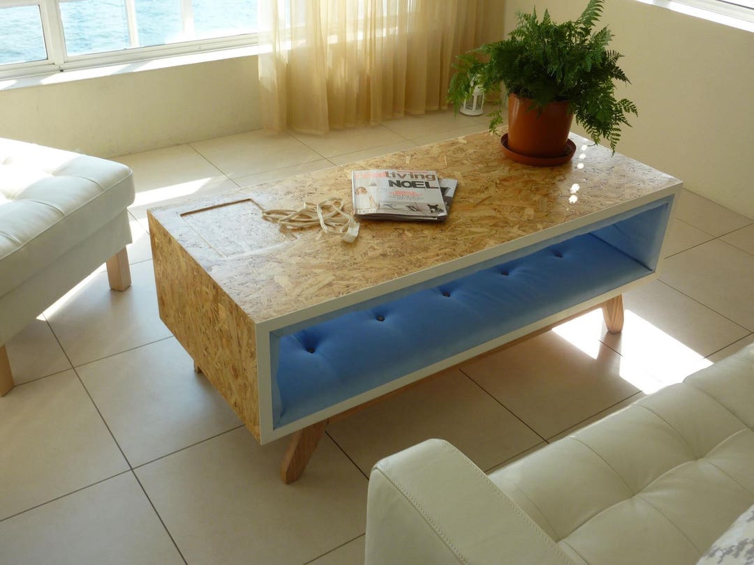 OSB Rectangular Industrial Inspired Coffee Table With Solid Hardwood ...