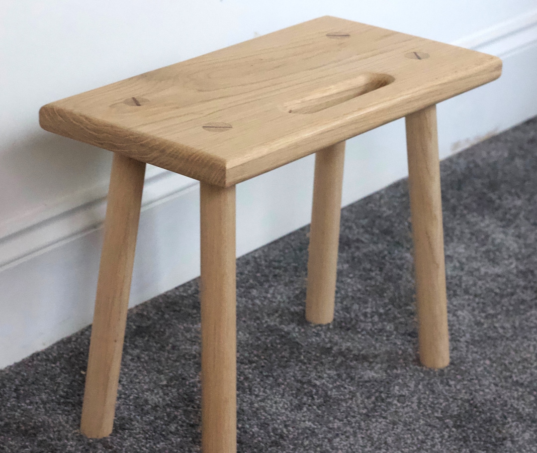Handmade Solid Oak Milking Stools With Handle for Easy Handling and ...
