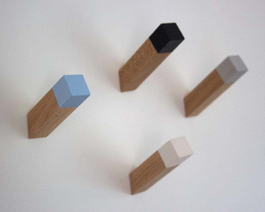 Solid Oak Square Wall Mounted Coat Hooks With Concealed Fixings and ...