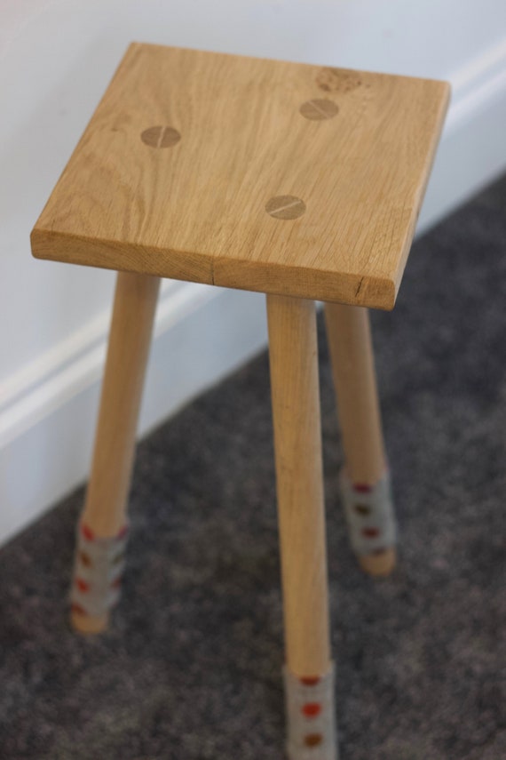Solid Oak Square Table With Four Turned Straight Legs and Visible Contrasting Wedge Tenon Joints and Round Underside With Optional Socks Etsy