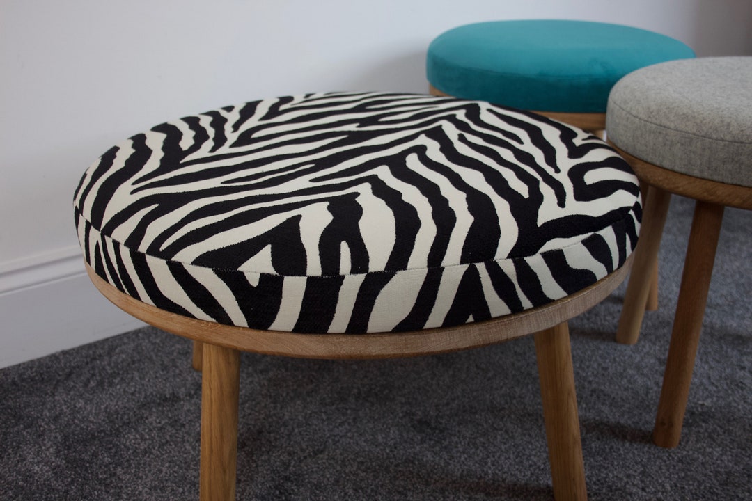 Handmade Solid European Oak Round Footstool With Solid Straight Oak ...