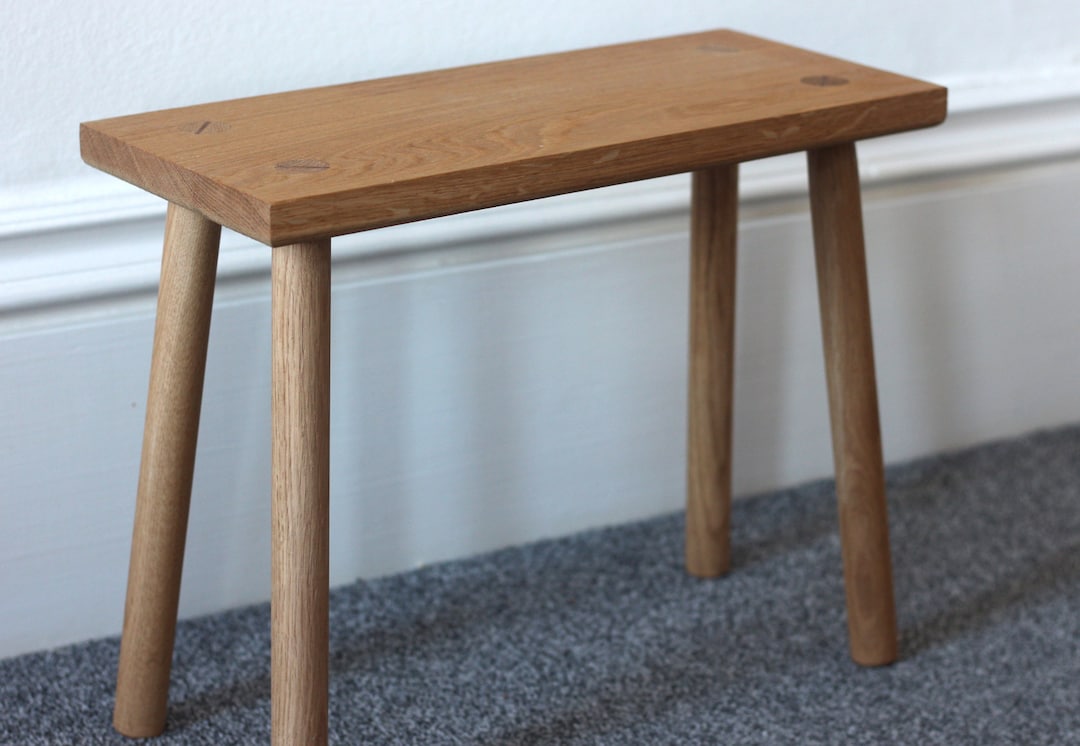 Custom Made Oak Milking Stool With Four Straight Turned Legs Secured ...