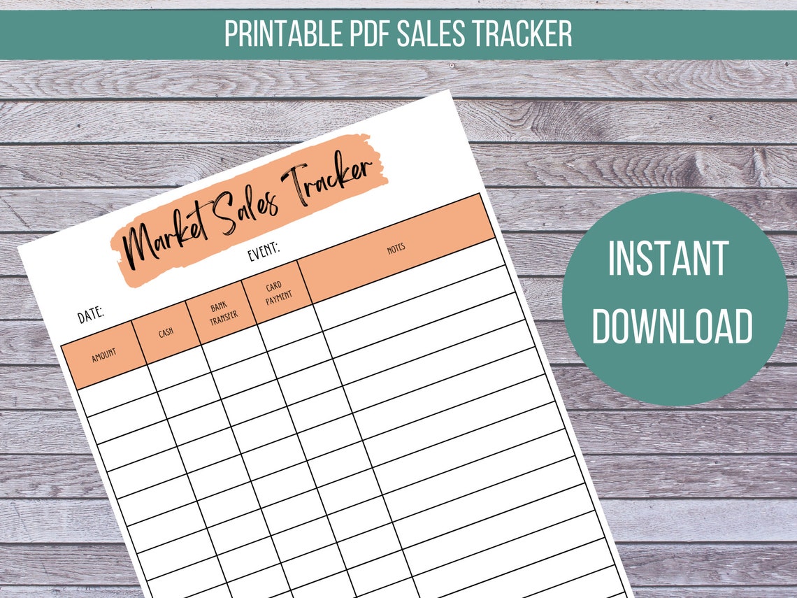 Market Sales Tracker Sheet Craft Fair Sales Tracker Market PRINTABLE A4 ...