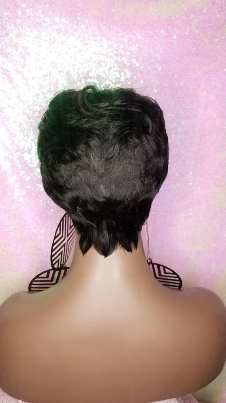Razor Cut Pixie Wig: Peruvian Remy Human Hair, Swoop Bang, Glueless ...
