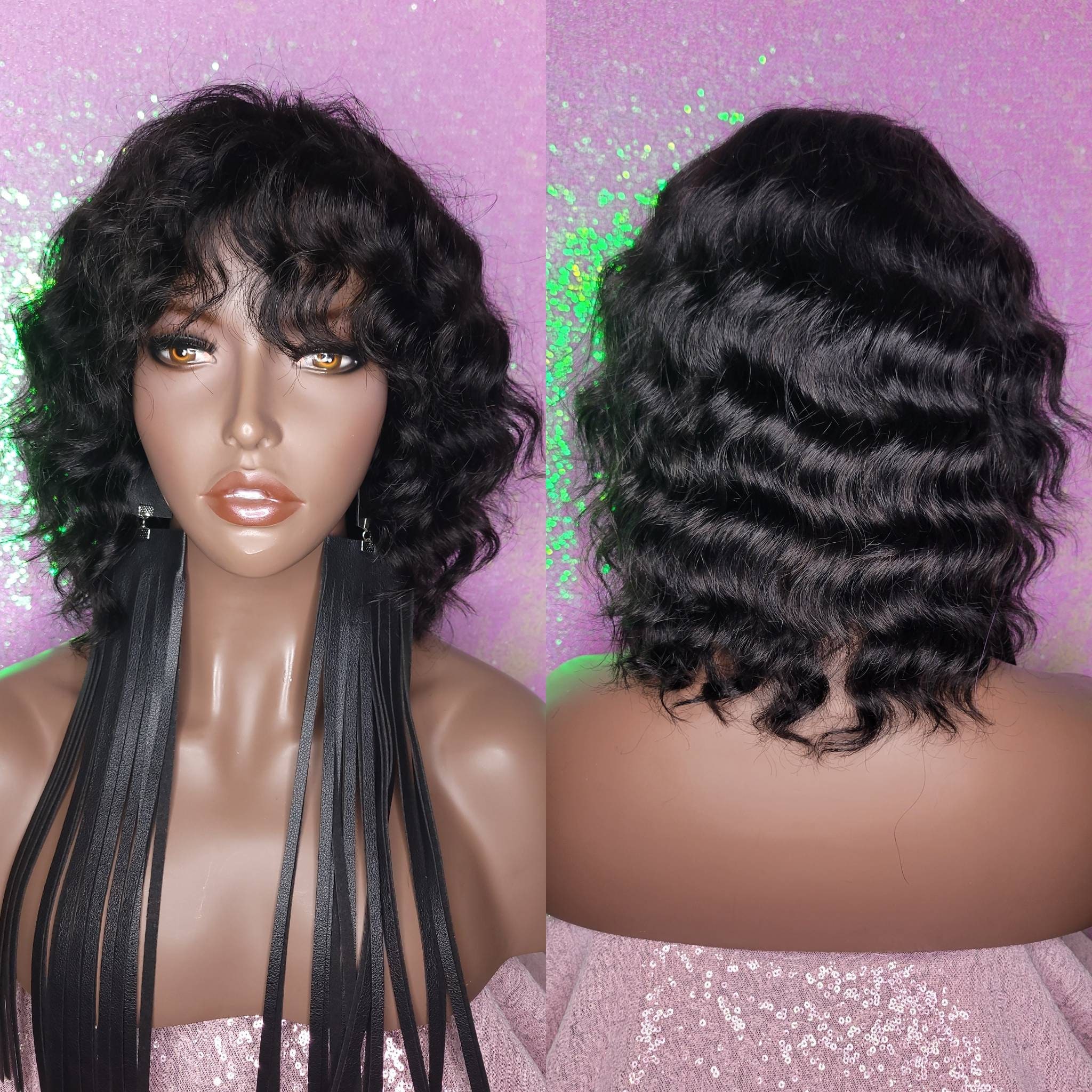 Deep Wave Black Remy Human Hair Wig: Glueless Short Wavy Wig - Etsy