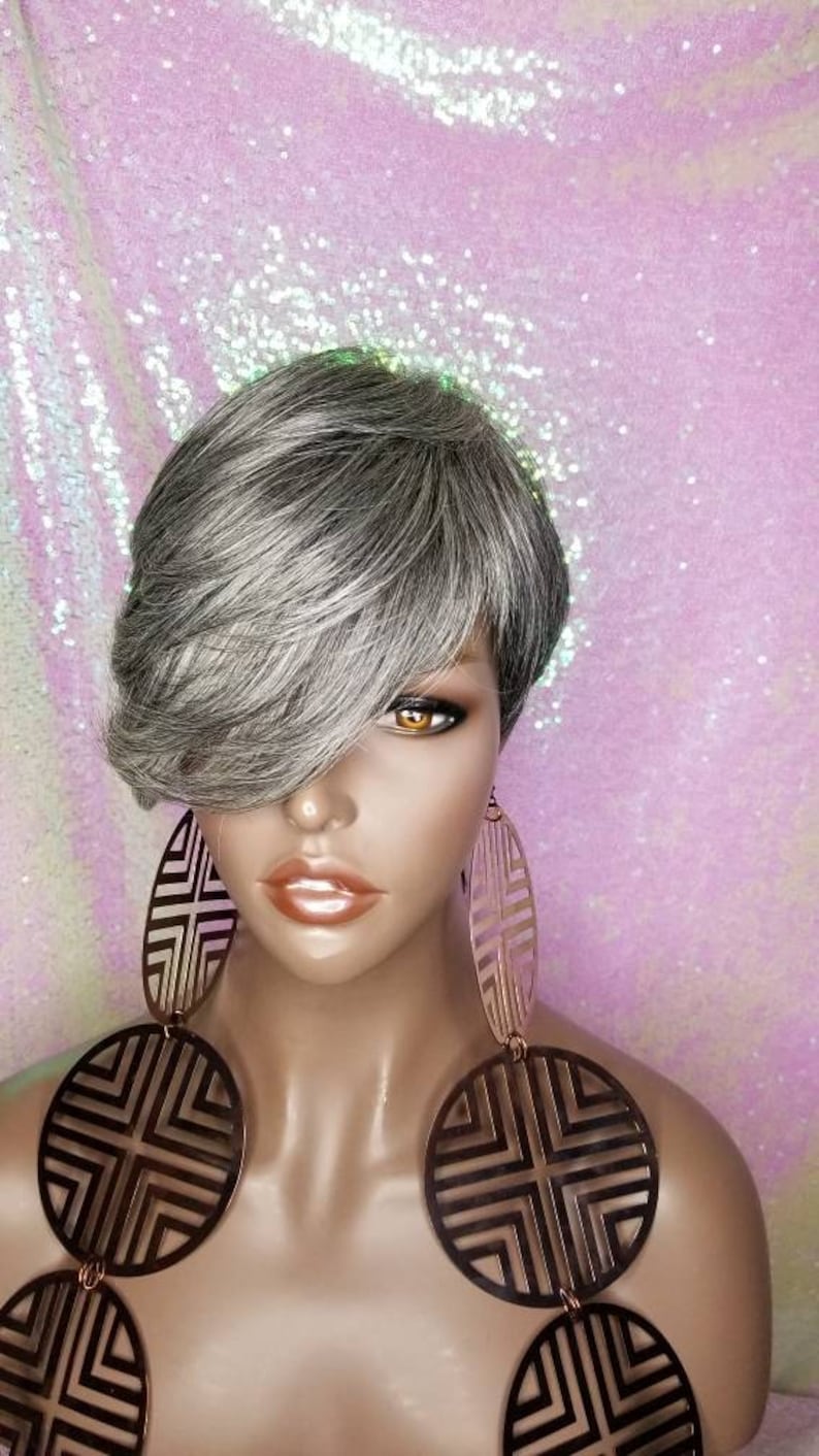Wig Pixie Cut Layered Swoop Bang Style Short Hair Wig Fashion Etsy
