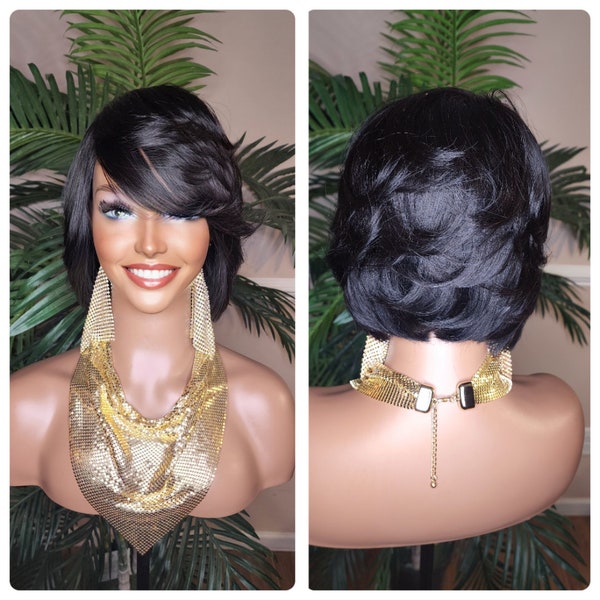 Real Human Short Hair Wig - Etsy