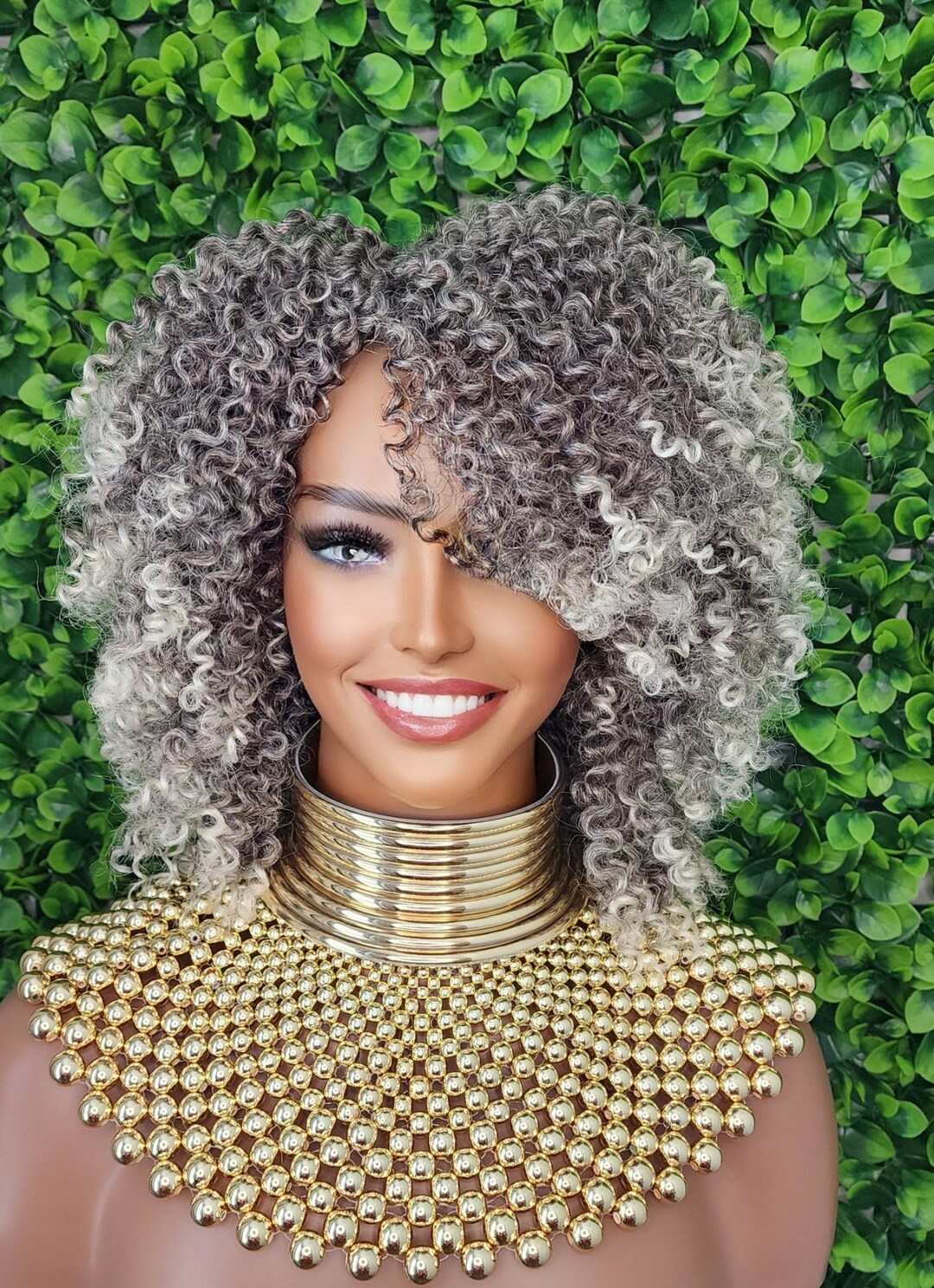 WIG Blonde Afro Coil Bantu Knot Twist Out Kinky Twist Hair Full Cap ...