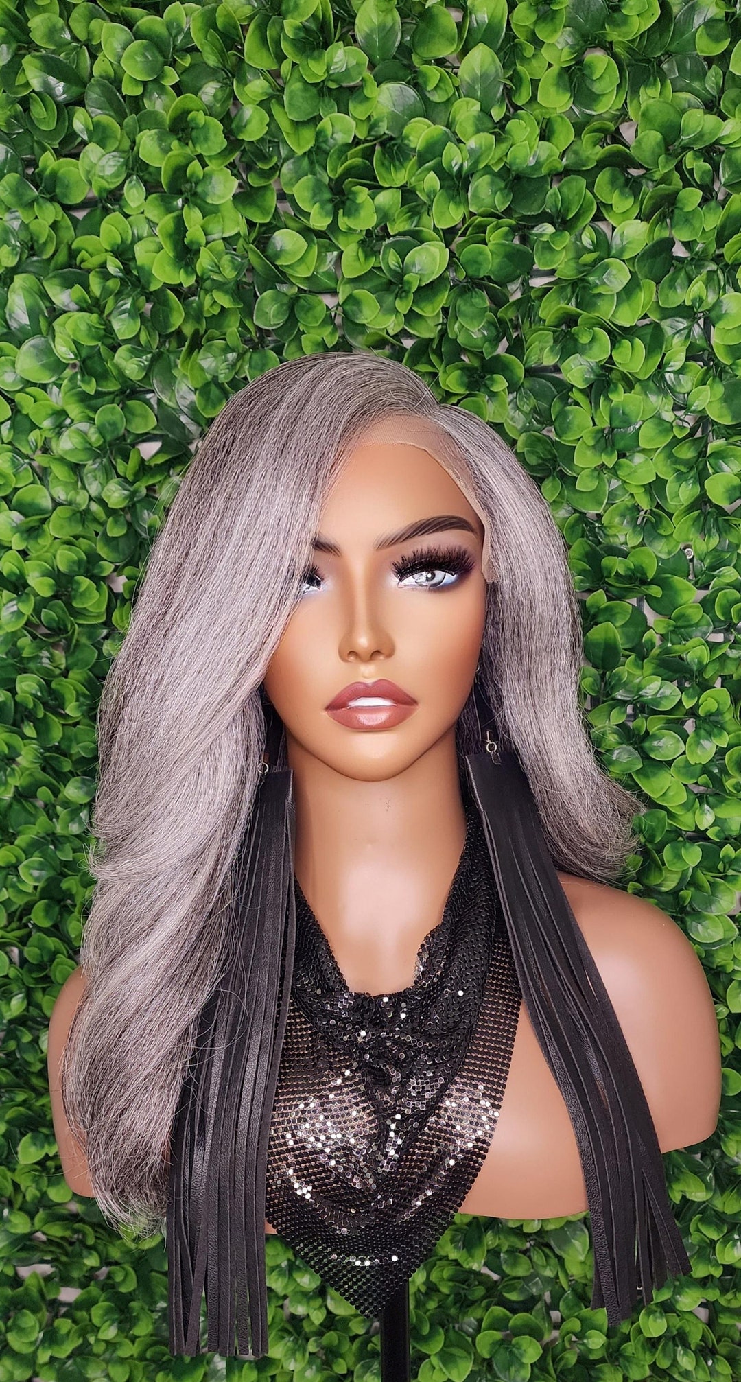 Salt Pepper Gray Lace Front Wig: Afro Blowout Yaki Texture, Glueless - Etsy