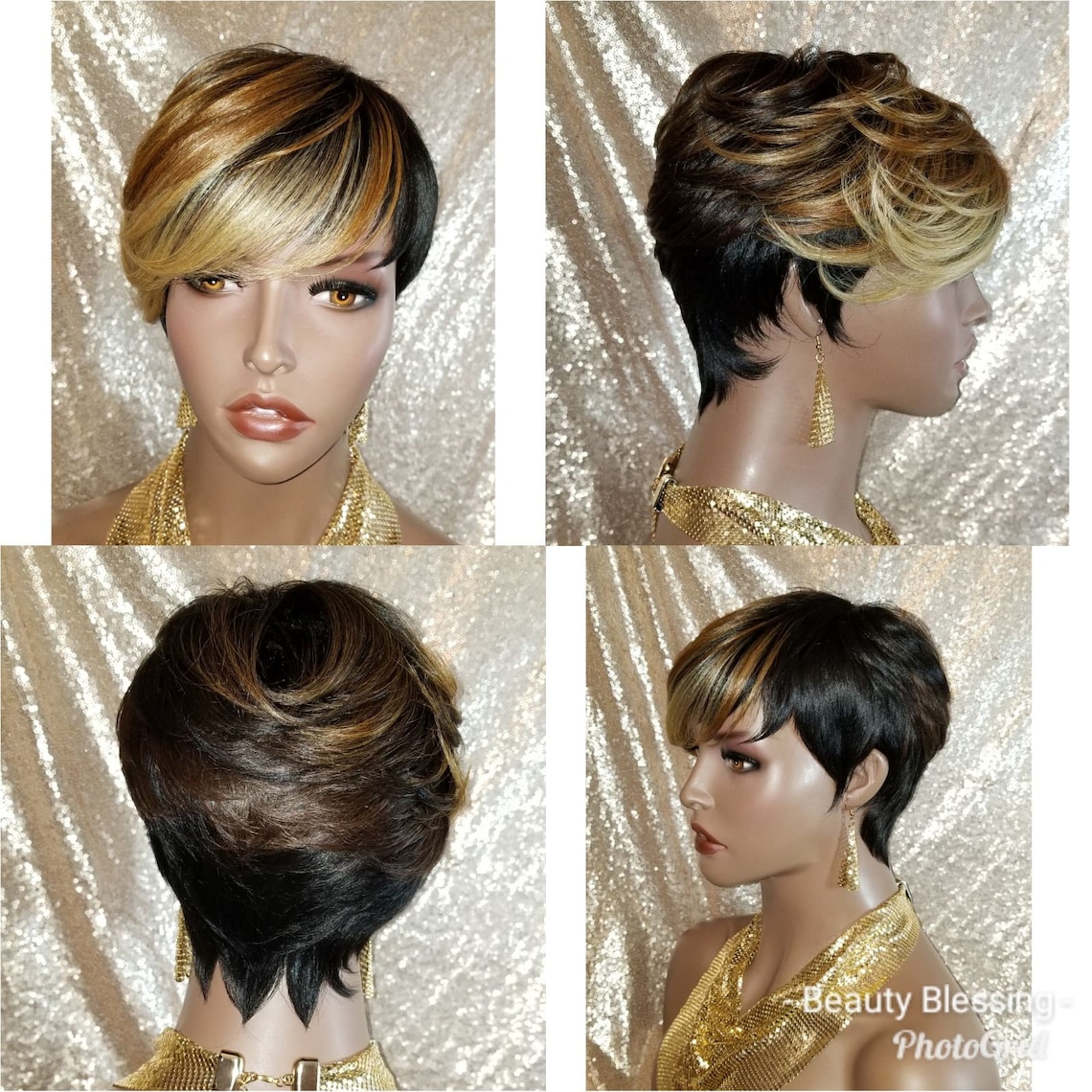 WIG Short Cut Feather Style Full Cap Wig Swoop Bang Style | Etsy