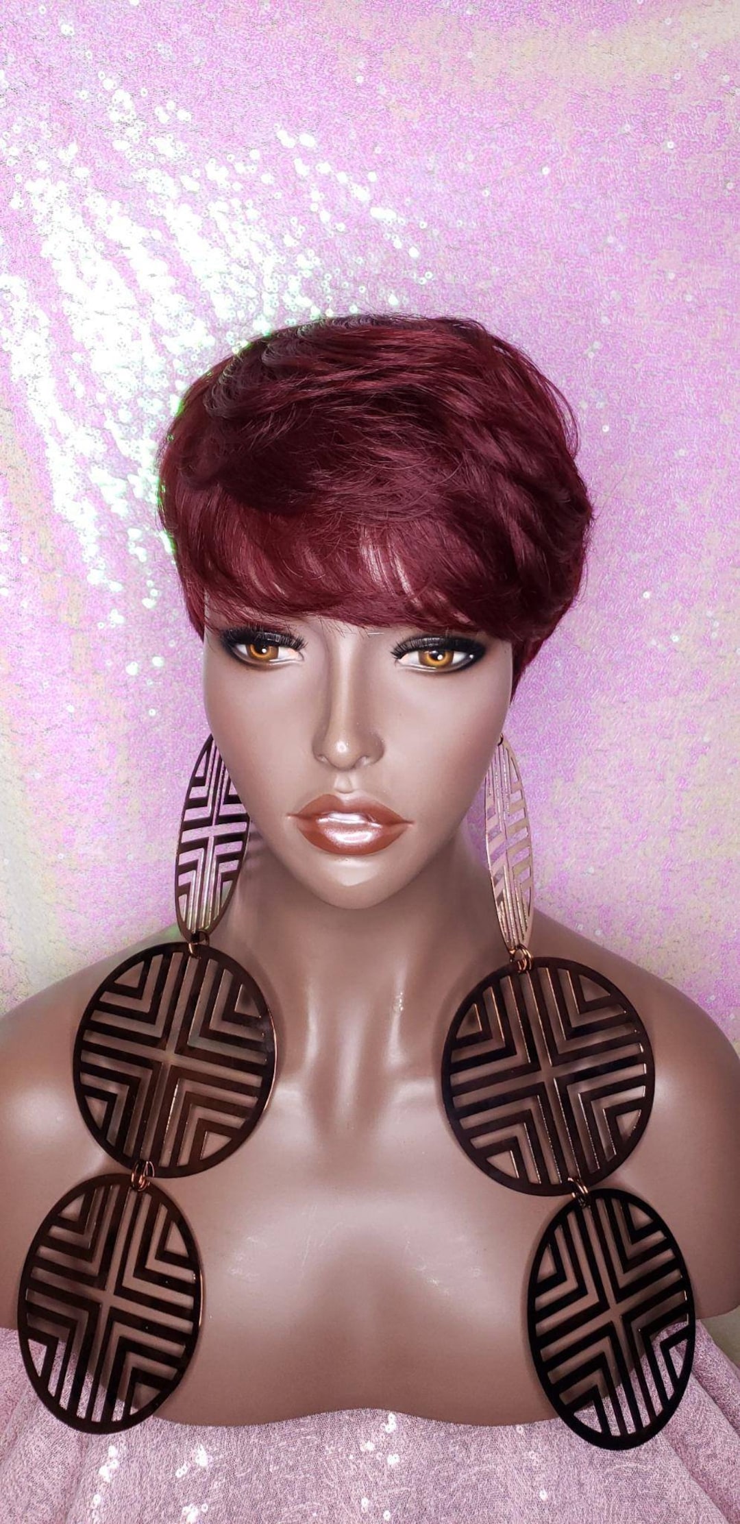 Burgundy Pixie Cut Wig: Remy Human Hair Short Wig - Etsy