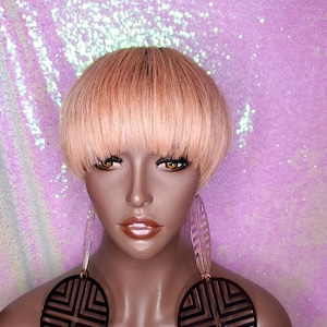 Wig Celebrity Inspired Style Bowl Hair Cut Pixie Cut Brazilian Remy 100 ...