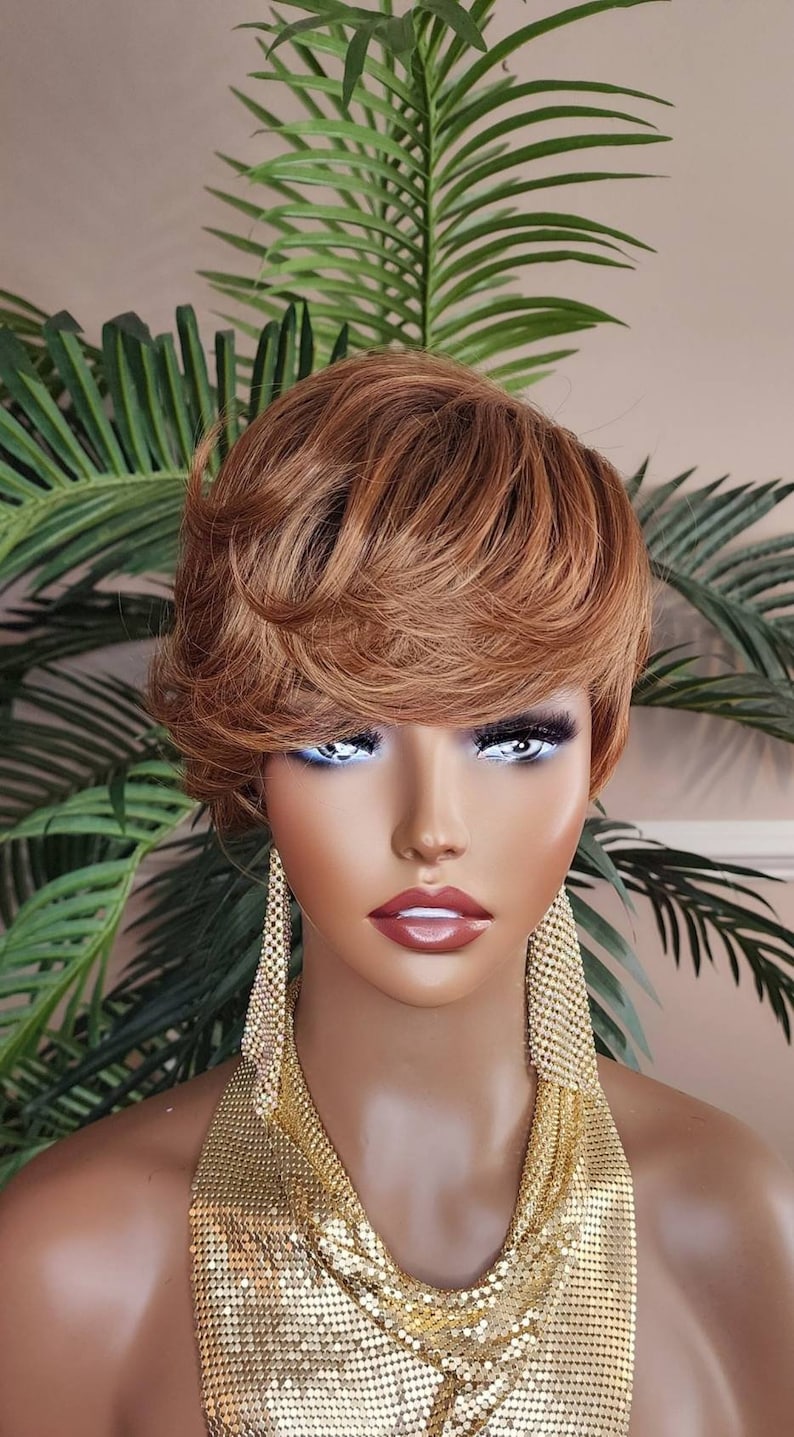 Ombre Strawberry Blonde Pixie Cut Wig: Short Pin Curl Hairstyle - Etsy