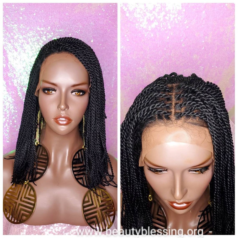 Braided Bob Wig: African Senegalese Twist, Glueless Lace Wig - Etsy