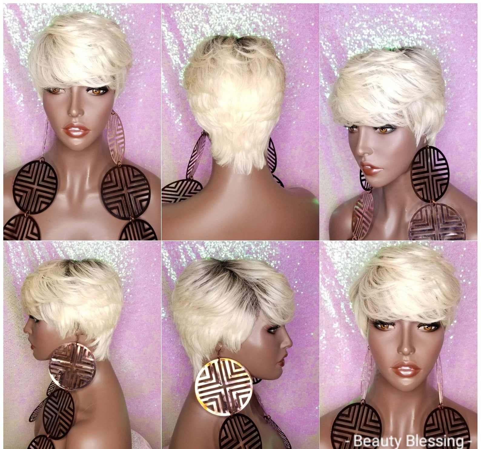 Razor Cut Pixie Wig: Peruvian Remy Human Hair, Swoop Bang, Glueless ...