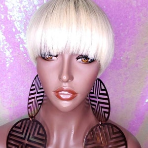 Wig Pixie Cut Bowl Cut Wig Celebrity Inspired Hairstyle 100% Remy Human ...