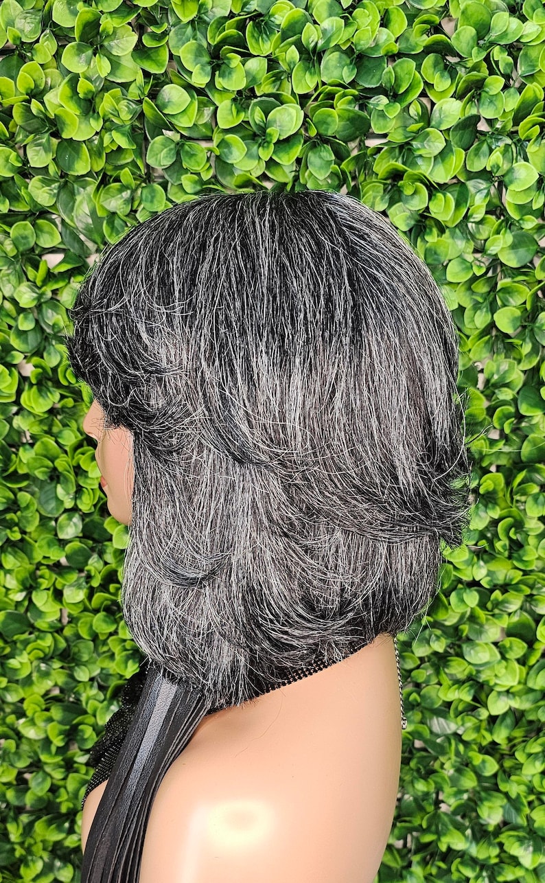 Gray Bob Wig: Remy Human Hair, Layered Bob With Bangs - Etsy