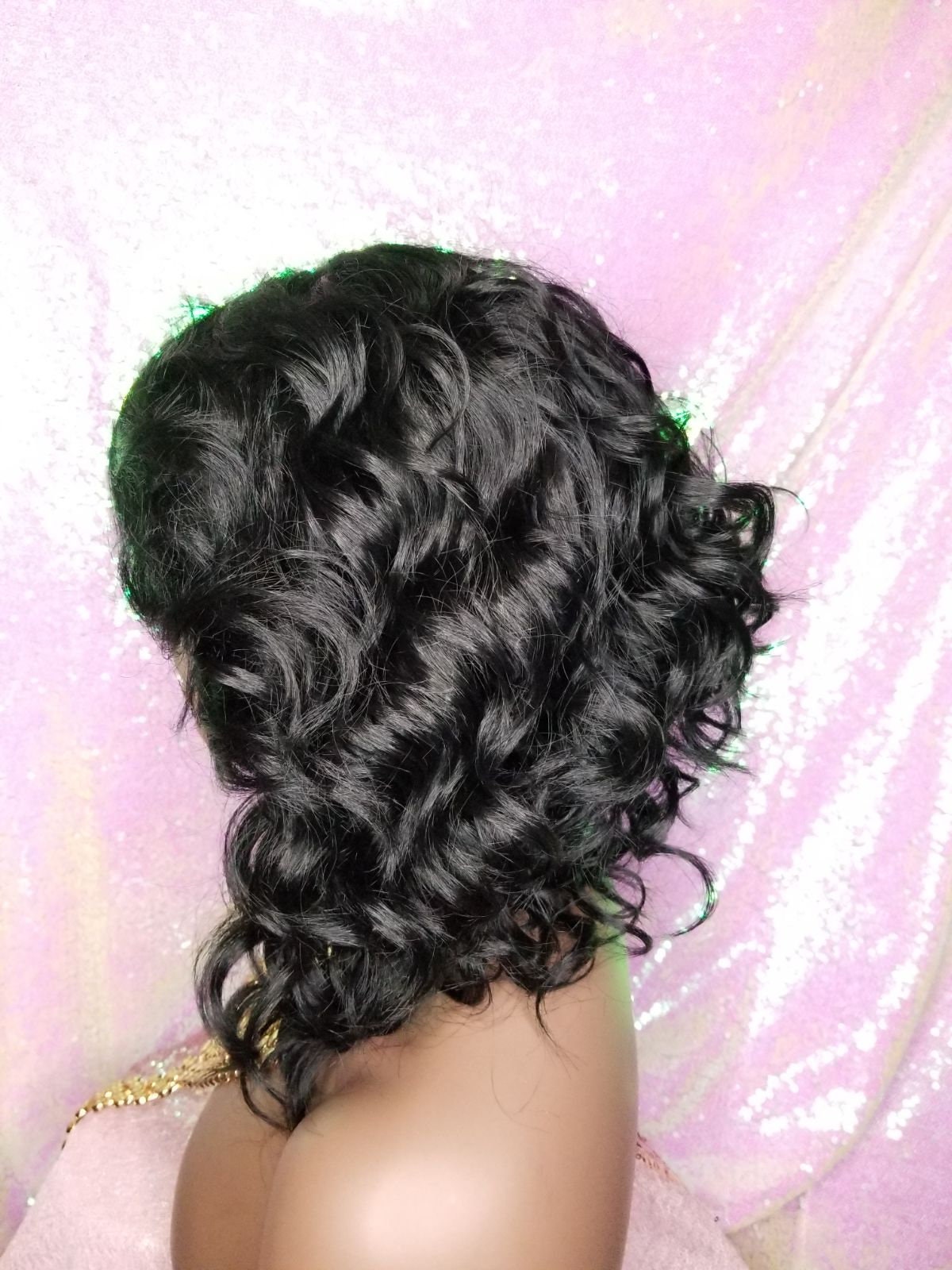 Wavy Curly Bob Lace Front Wig: Asymmetrical Bangs, Heat Safe - Etsy