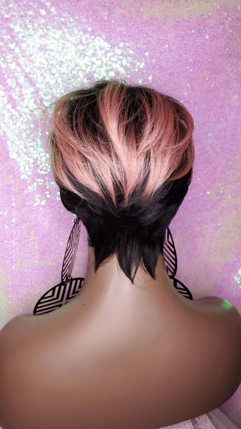 Wig Short Wig Pixie Cut Style With Swoop Bangs Wigs For Women Etsy Sweden