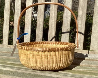 Nantucket-style 8-inch Round Basket With Handle - Etsy