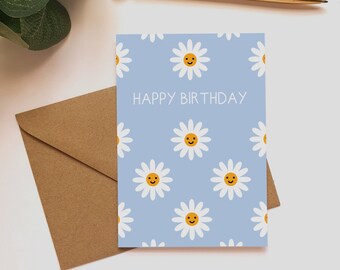 Daisy Happy Birthday Card - Etsy