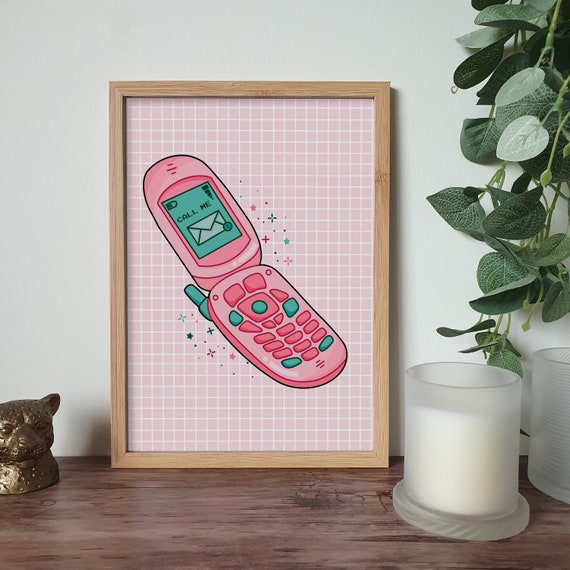 Kawaii Flip Phone Art Print A3 A4 A5 A6 Aesthetic Design - Etsy