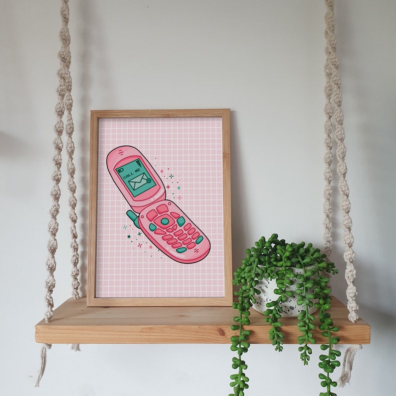 Kawaii Flip Phone Art Print A3 A4 A5 A6 Aesthetic Design - Etsy