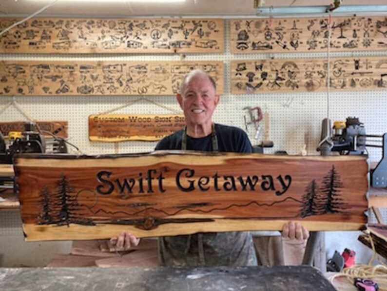 Elk Trees Nature Custom Live Edge Bark Red Cedar Wood | Etsy