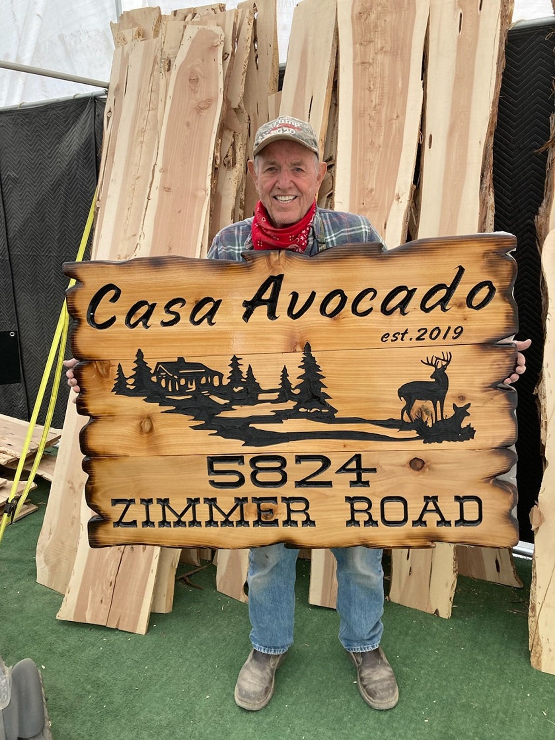 Fish Trees Camp Custom Live Edge Bark Red Cedar Wood - Etsy