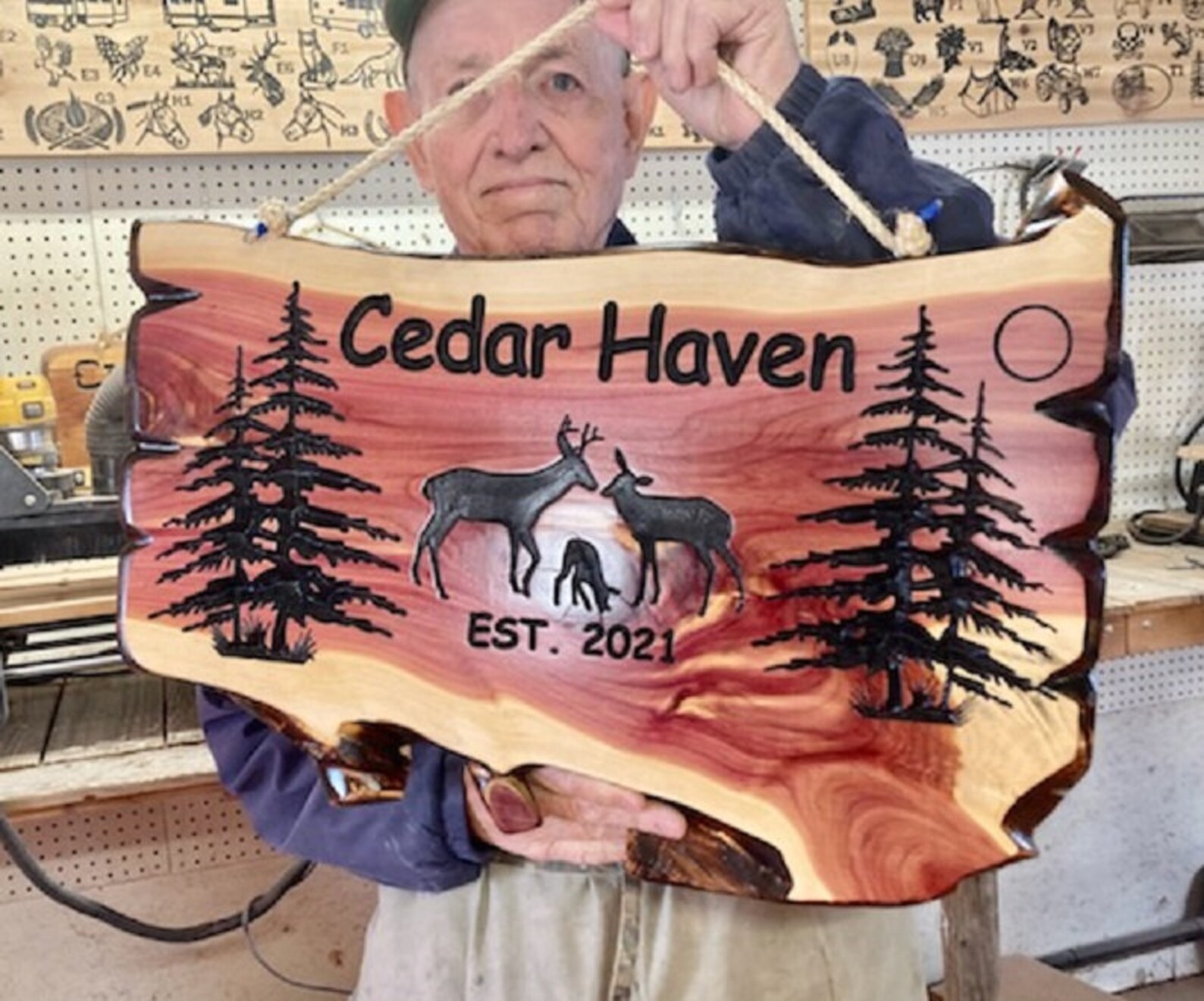 Elk Trees Moose Custom Live Edge Bark Red Cedar Wood - Etsy