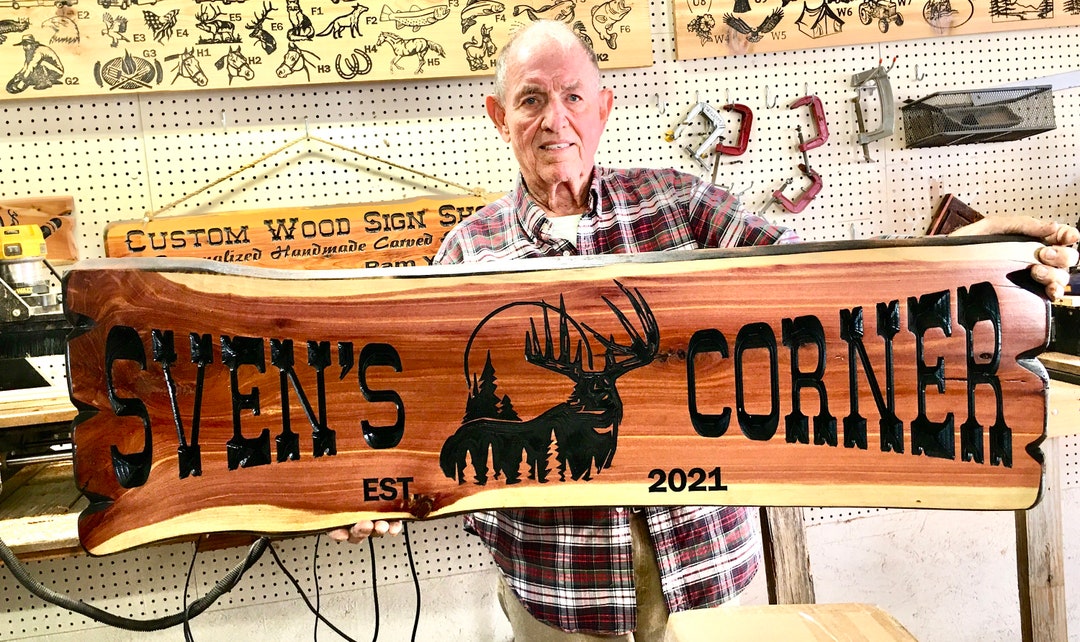 Elk, Trees, Nature , Custom Live Edge Bark Red Cedar Wood, Hardwood ...