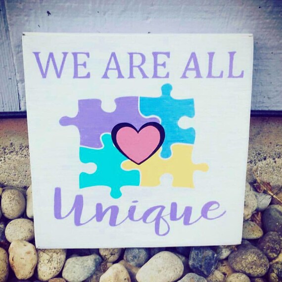 Autism Awareness Puzzle Pieces We Are All Unique Autistic | Etsy