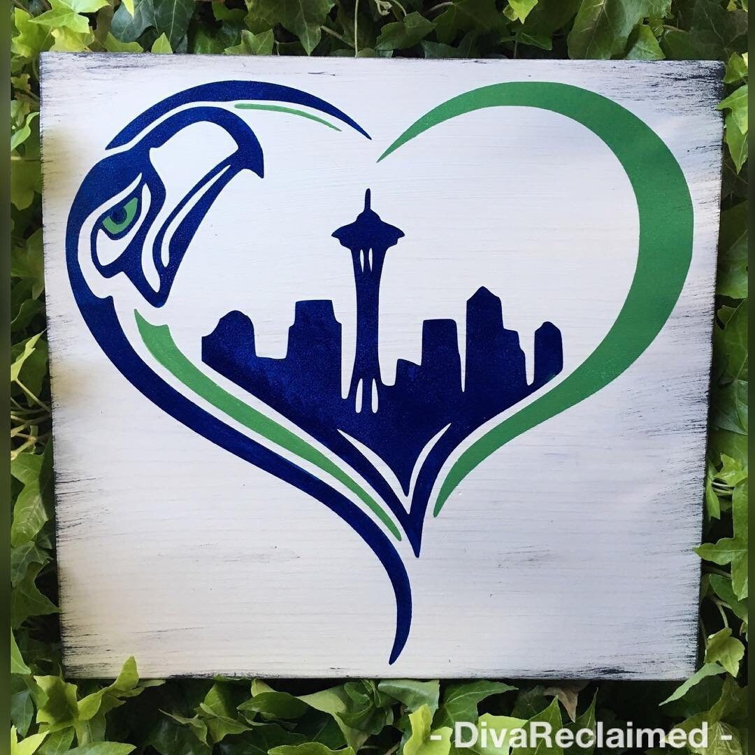 Seattle Seahawks Seahawks Heart Seattle Skyline Football - Etsy