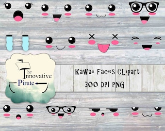 Premium Vector Clipart Kawaii Faces Cute Faces Clipart Set - Etsy Singapore