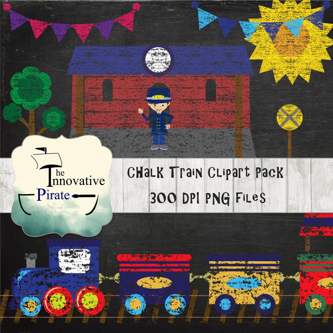 Chalk Train Clipart Pack Locomotive Clipart Chalk Railroad - Etsy