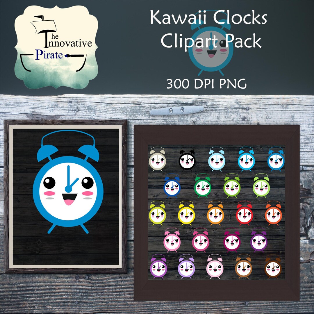 Kawaii Clocks Clipart Pack - Kawaii Clock Clip Art - Japanese Clipart ...