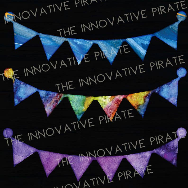 Rainbow Watercolor Pennant Banner Watercolor Banners - Etsy