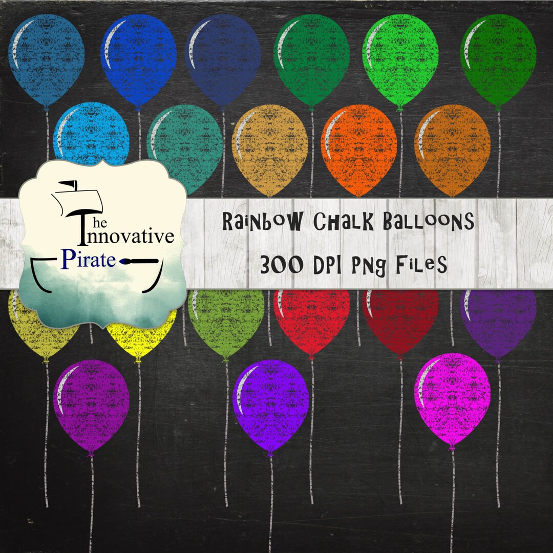 Rainbow Chalk Balloons Clipart - Colorful Balloons Clipart - Balloon ...