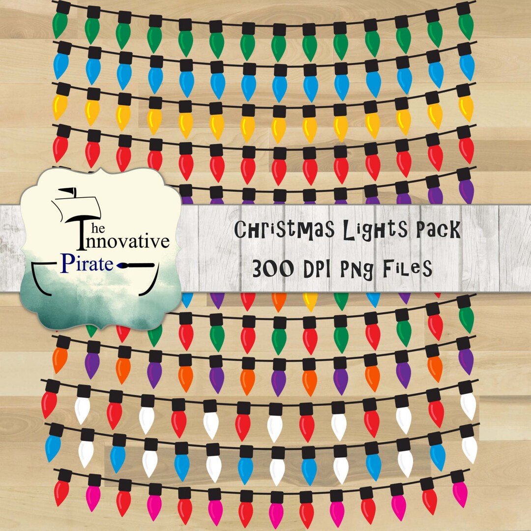 Christmas Lights Banner Clipart Pack - Colorful Lights Banner - Holiday ...
