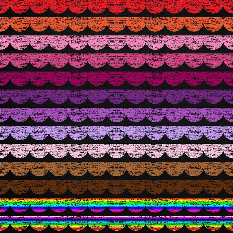 Rainbow Chalk Scalloped Border Pack Colorful Borders - Etsy