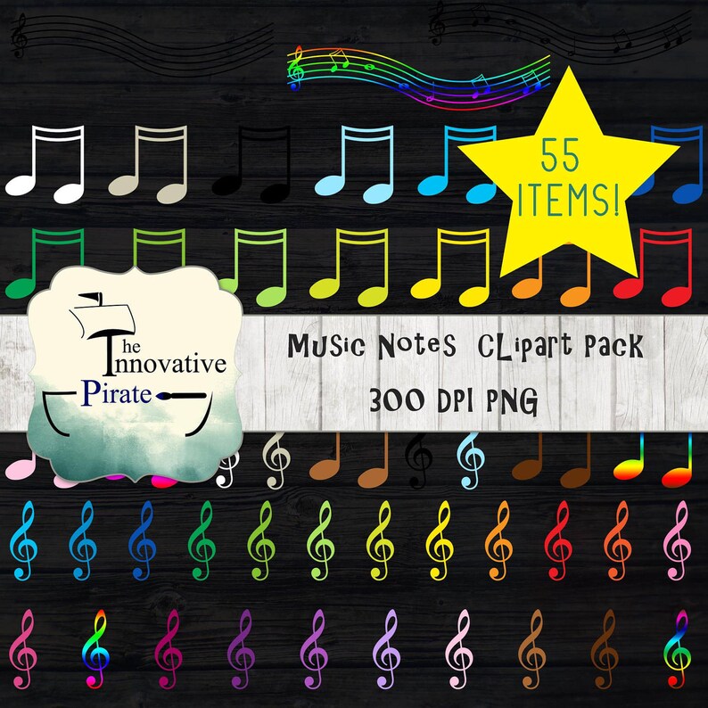 Rainbow Music Notes Clipart Pack - Colorful Music Notes - 16th Notes ...