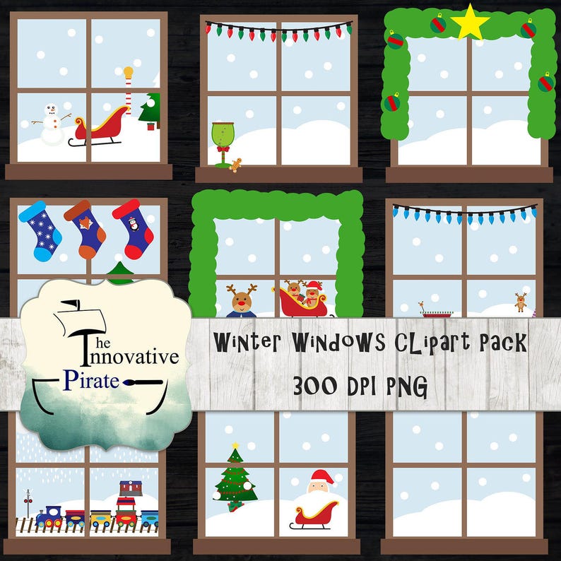 Winter Windows Clipart Pack - Christmas Windows Clip Art - Window ...