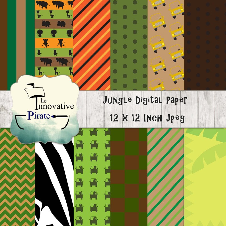 Jungle Safari Digital Paper Pack - Safari Backgrounds - Jungle ...
