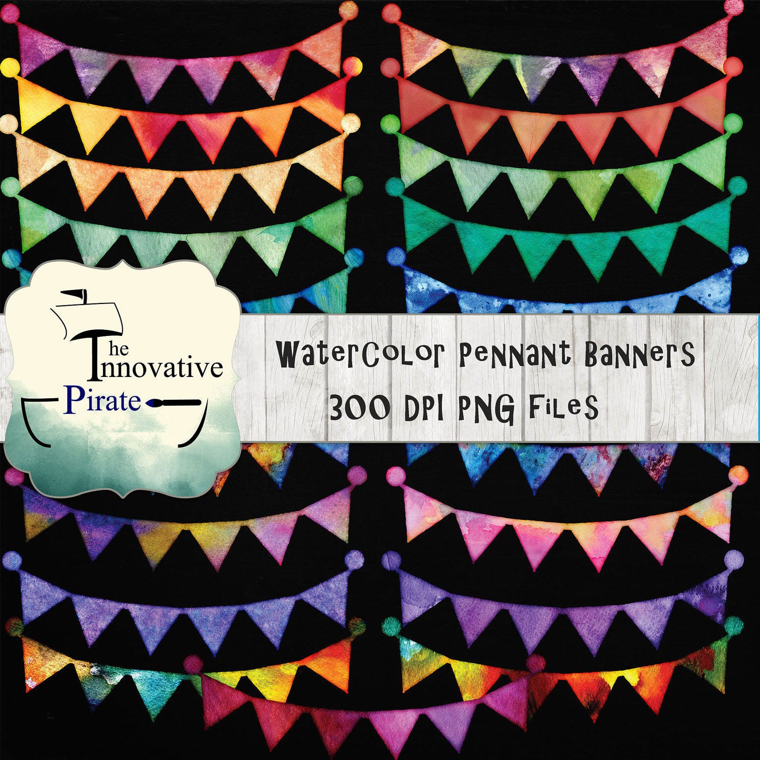 Rainbow Watercolor Pennant Banner Watercolor Banners - Etsy