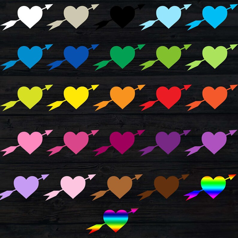 Rainbow Heart Arrows Clipart Pack - Valentine Hearts Clip Art - Love ...